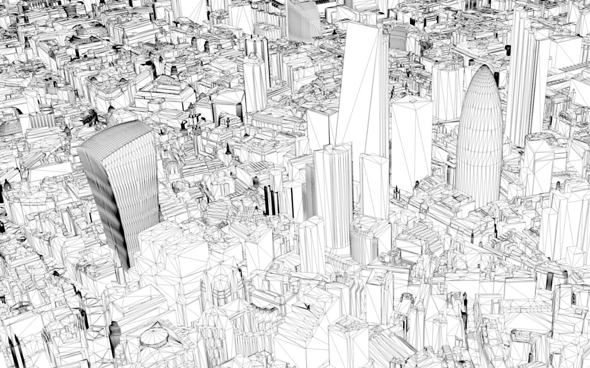 Base 3D Model of London - City of London Wireframe | AccuCities